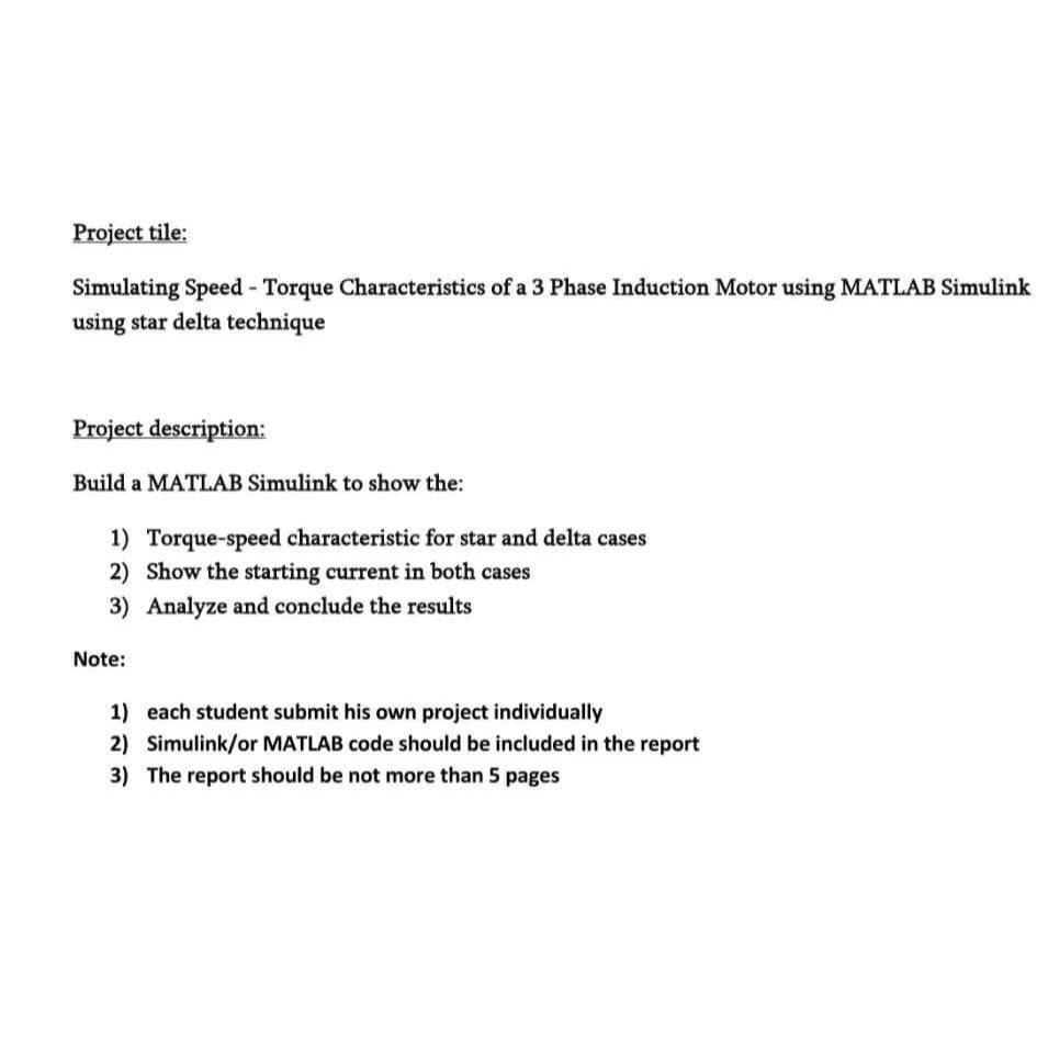 Solved pleases solvethe project using MATLABSIMULINK project | Chegg.com