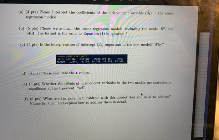 Solved 4. (27 pts) We use the California test score data. | Chegg.com