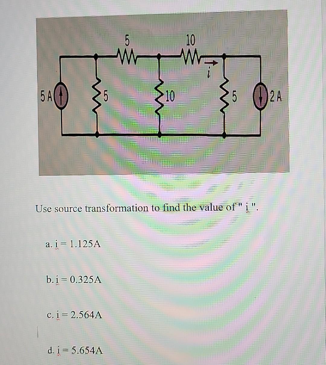 Solved 5. 10 W 5A 5 10 5 5 02A 4 Use source transformation | Chegg.com