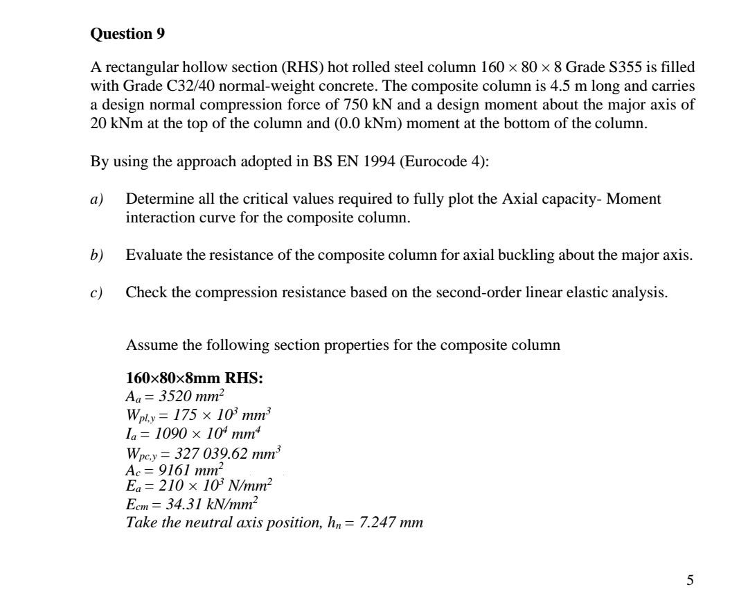 Question 9 A rectangular hollow section (RHS) hot | Chegg.com