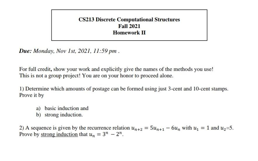 Solved CS213 Discrete Computational Structures Fall 2021 | Chegg.com