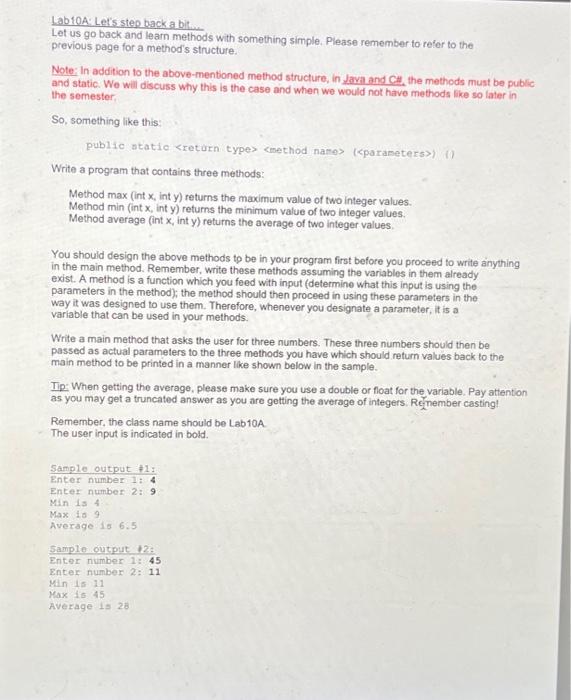 Solved Lab10A: Lets step back a bit.. Let us go back and | Chegg.com