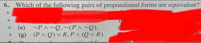 Solved 6. Which of the following pairs of propositional | Chegg.com
