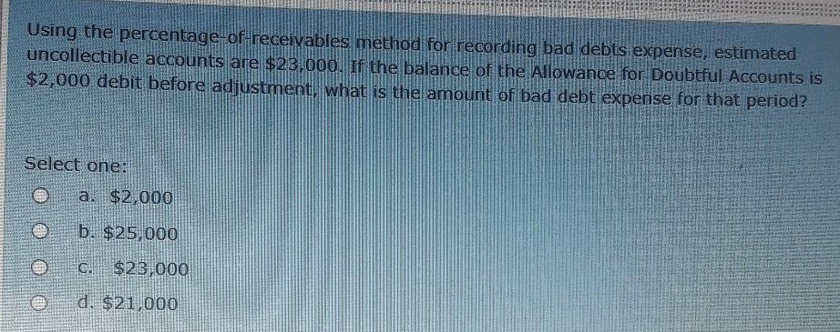 Solved Using the percentage-of-receivables method for | Chegg.com
