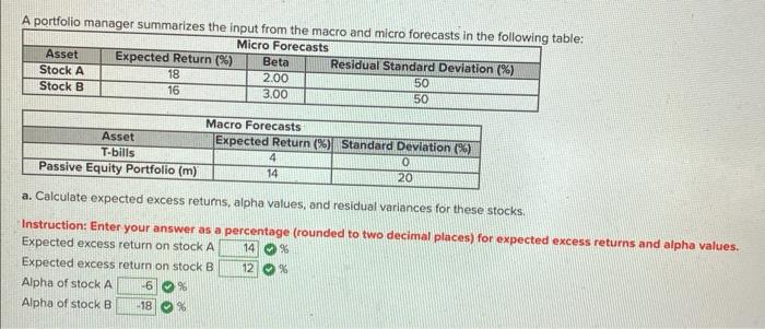 Solved a. Calculate expected excess returns, alpha values, | Chegg.com