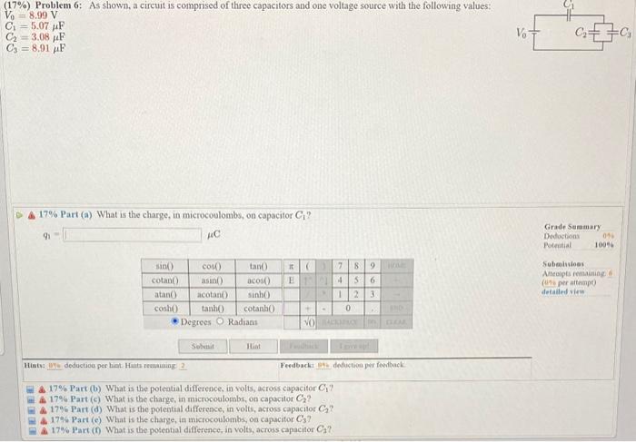 Solved (17%) Problem 6: As shown, a circuit is comprised of | Chegg.com