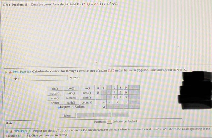 Solved (7\%) Problem 11: Consider the uniform electric field | Chegg.com