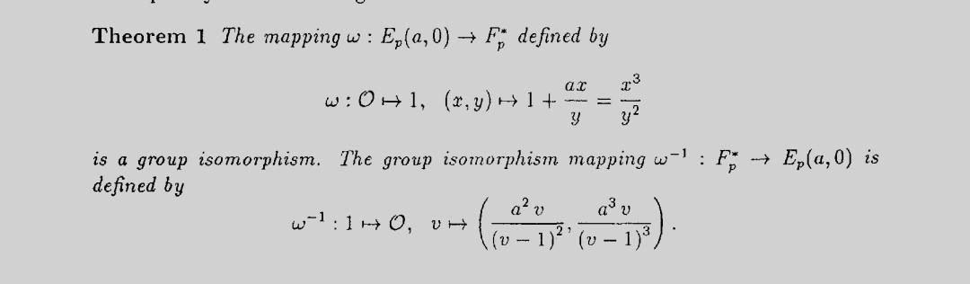 Solved Theorem 1 The mapping ω:Ep(a,0)→Fp∗ defined by | Chegg.com
