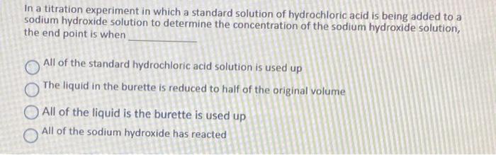 Solved In a titration experiment in which a standard | Chegg.com