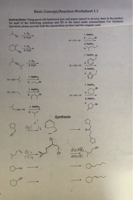 Solved Basic Concept/Reaction Worksheet 1.1 Instructions: | Chegg.com
