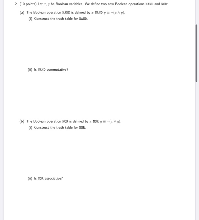 Solved 2 10 Points Let X Y Be Boolean Variables We 7994