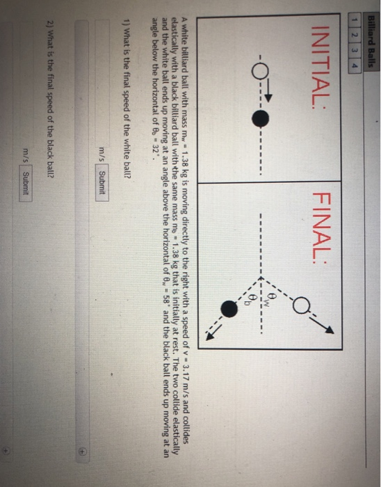 Solved Billiard Balls 1 2 3 4 INITIAL: FINAL: A white | Chegg.com