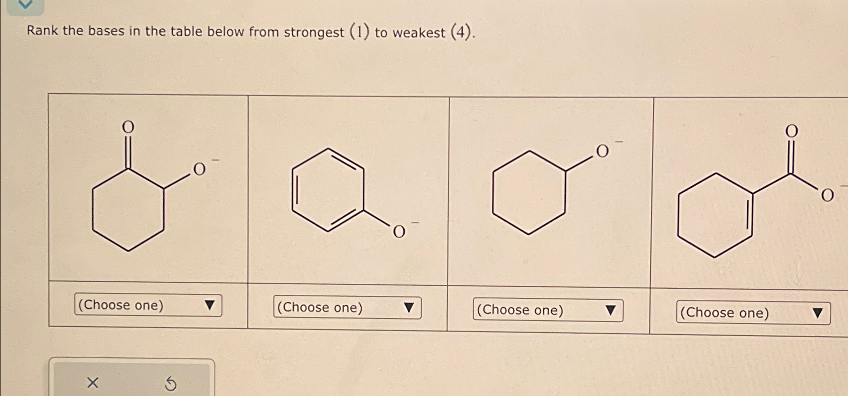 Solved Rank the bases in the table below from strongest (1) | Chegg.com