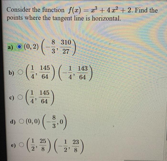 Solved Consider the function f(x) = x3 + 4 x2 + 3. Find the | Chegg.com