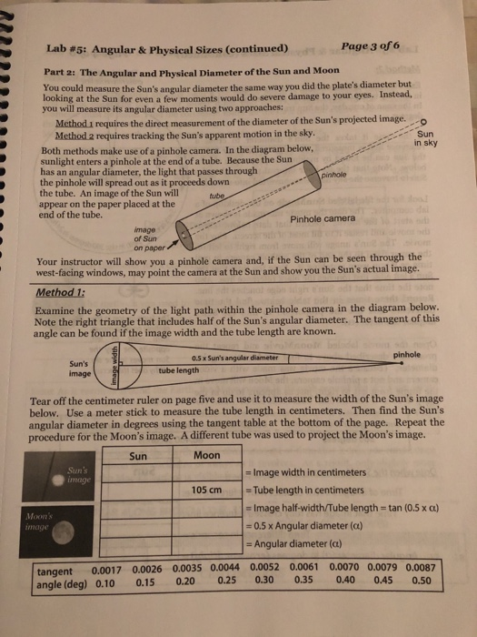 Lab #5: Angular & Physical Sizes (continued) Page 2 | Chegg.com