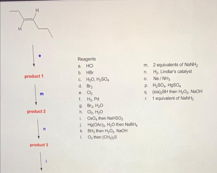 Solved H H product 1 0. Reagents a. HCI b. HBO C. H2O, H2SO4 | Chegg.com