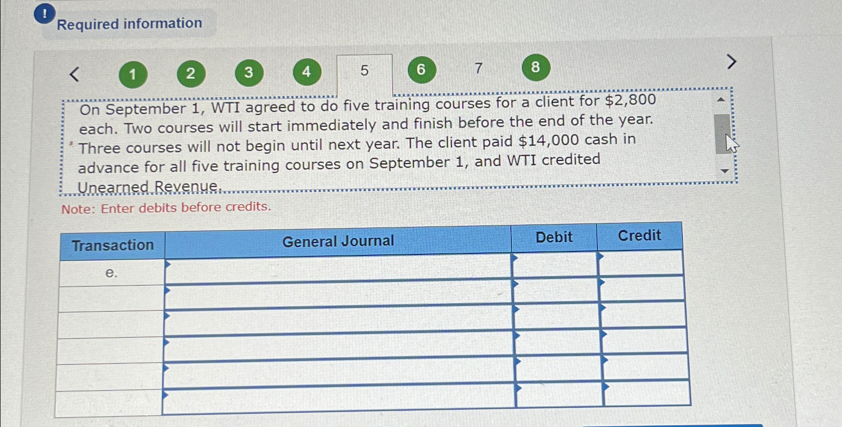 Solved Required information12345678On September 1, ﻿WTI | Chegg.com