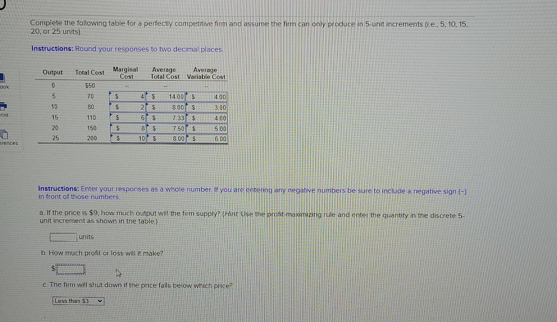 Solved Complete the following table for a perfectly | Chegg.com