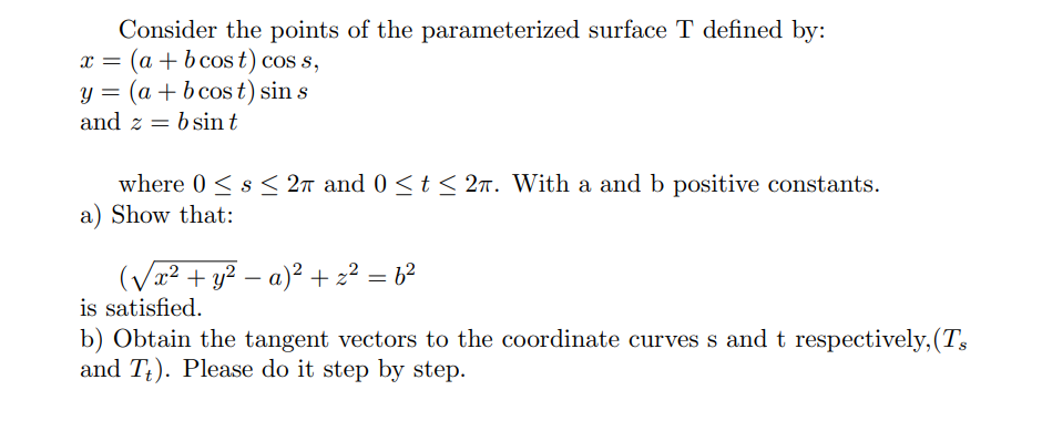 Solved Consider the points of the parameterized surface T | Chegg.com