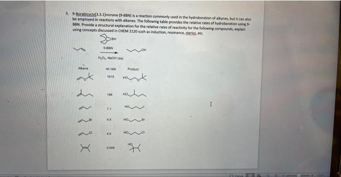 Solved 9-Borabicyclo[3.3.1]nonane (9-BBN) is a reaction | Chegg.com