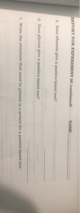 Solved REPORT FOR EXPERIMENT 36 (continued) NAME 3. Does | Chegg.com