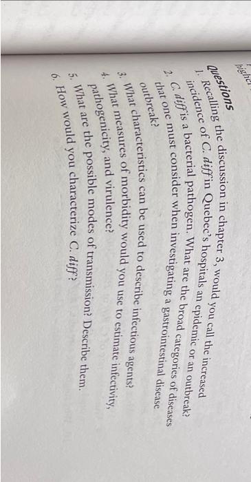 Queftions 1. Recalling the discussion in chapter 3 , | Chegg.com