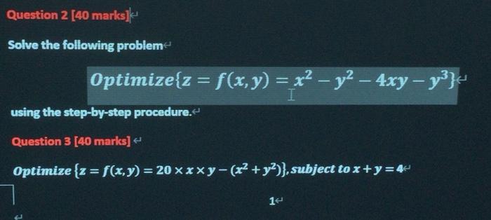 Solved Question 2 [40 marks]k Solve the following problem | Chegg.com