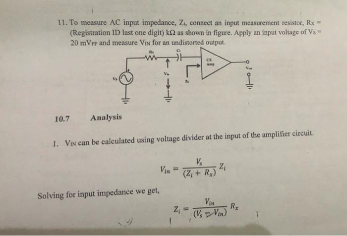 11. To measure AC input impedance, Zi, connect an | Chegg.com
