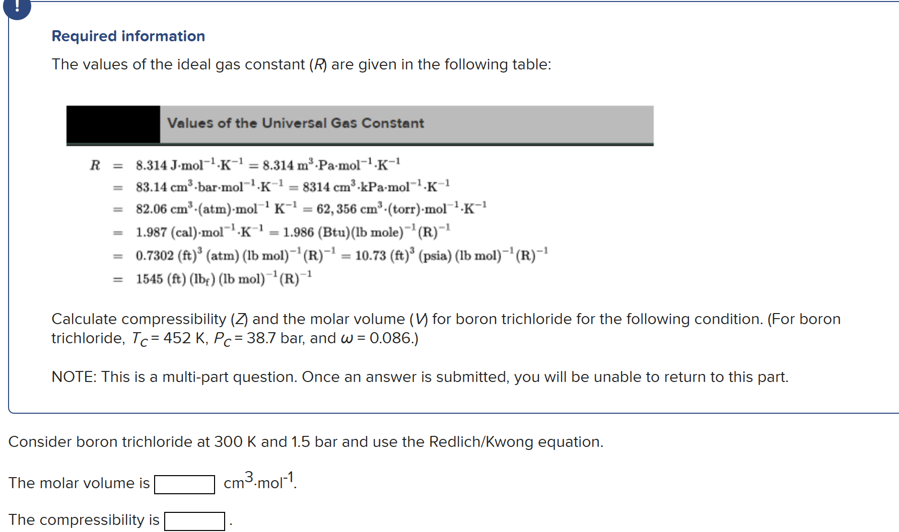 Solved Required informationThe values of ﻿the ideal gas | Chegg.com