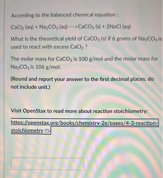 Solved According to the balanced chemical equation : | Chegg.com