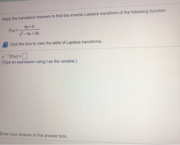 Solved apply the translation theorem to find the inverse | Chegg.com