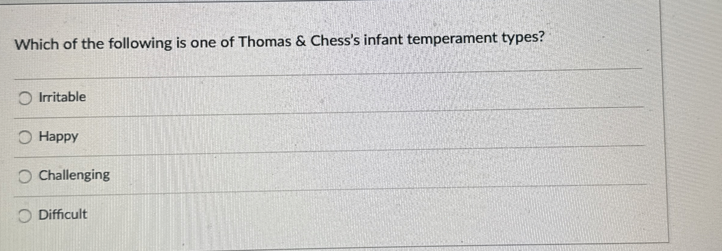 Solved Which of the following is one of Thomas & Chess's | Chegg.com