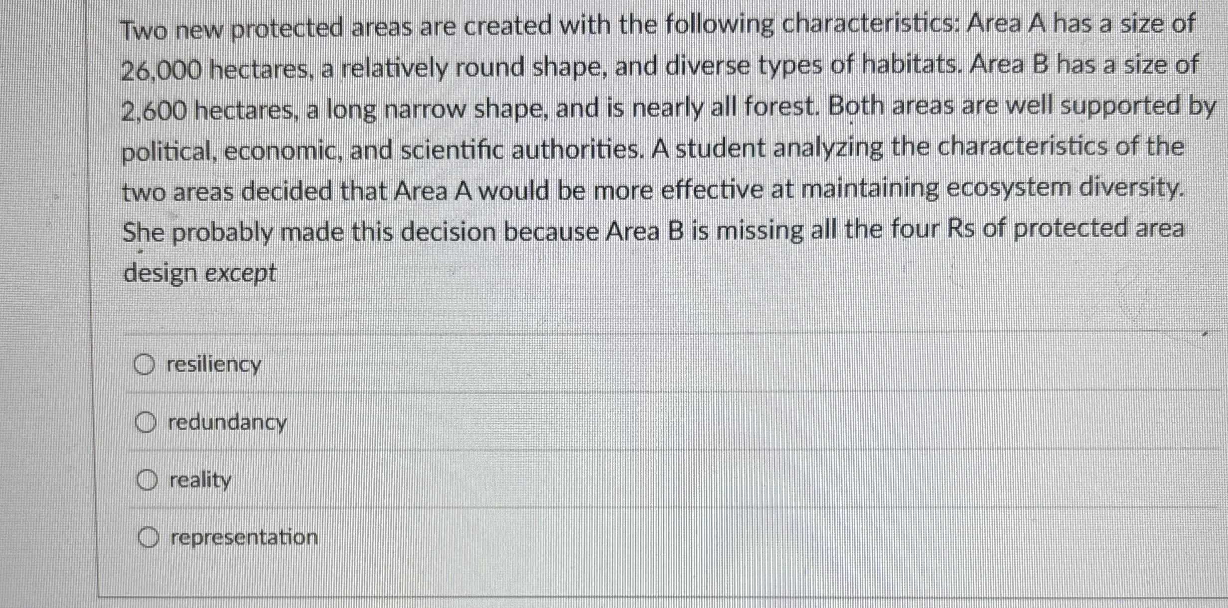 Solved Two new protected areas are created with the | Chegg.com