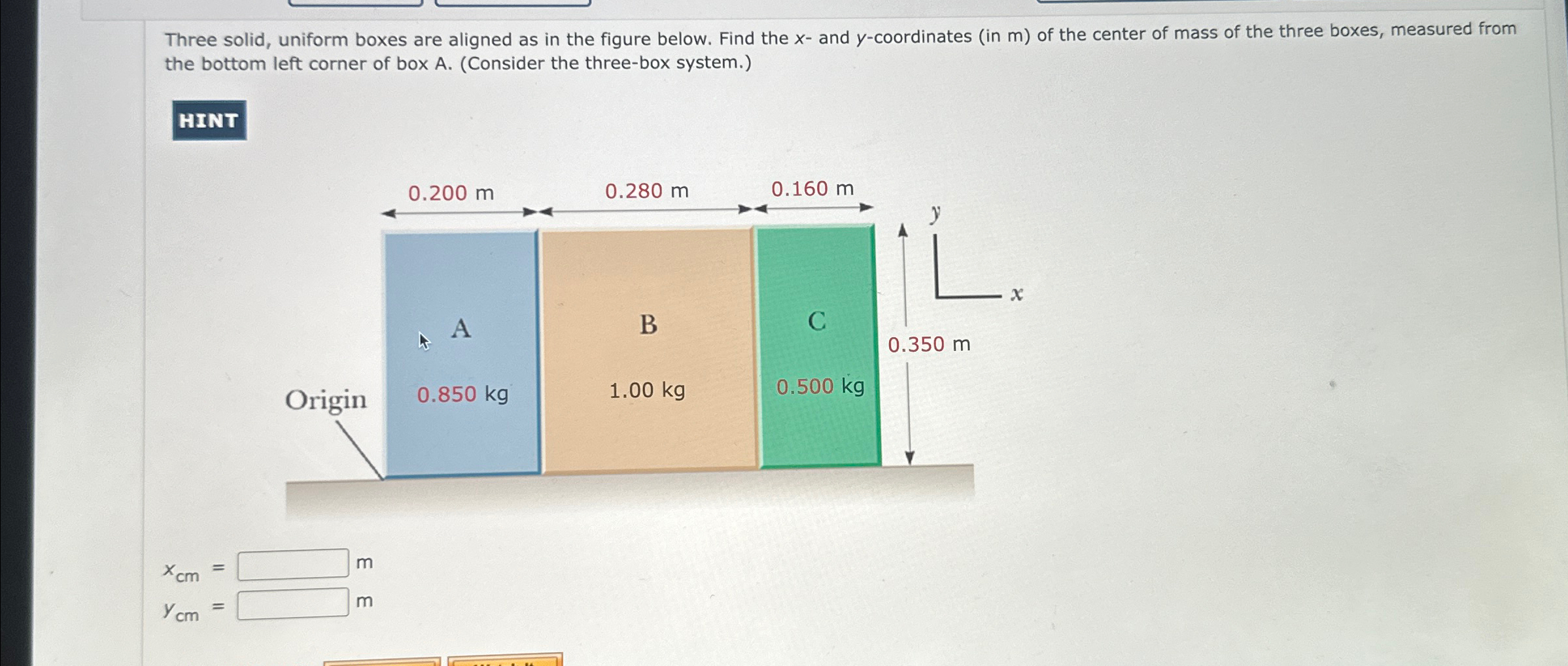 Solved Three solid, uniform boxes are aligned as in the | Chegg.com