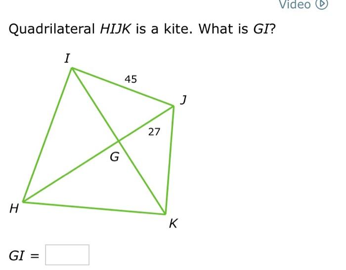 Solved Quadrilateral HIJK is a kite. What is GI? | Chegg.com