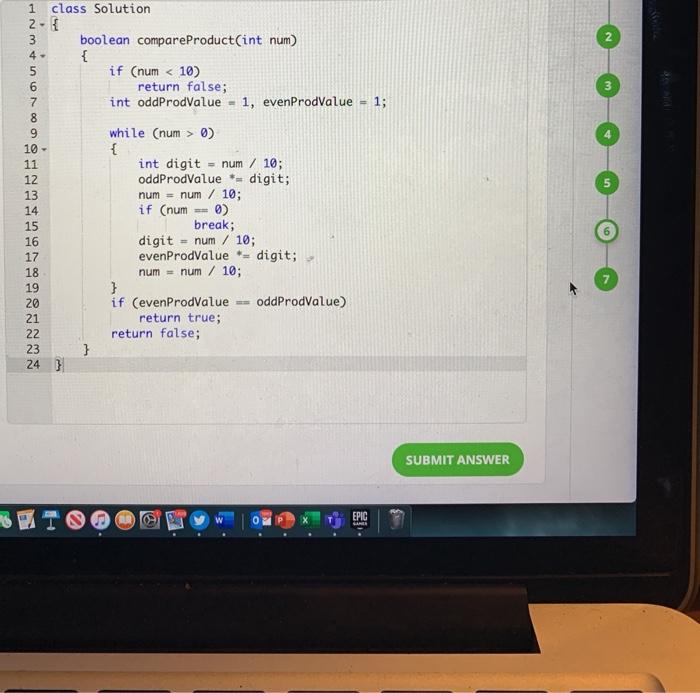 Solved 1 Class Solution 2 1 Boolean Compare Product Int Num