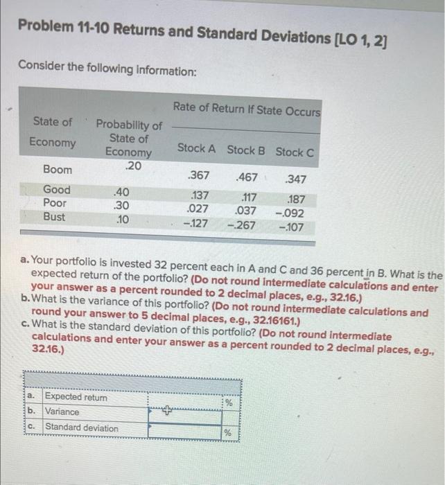 Solved Problem 11-10 Returns and Standard Deviations [LO 1, | Chegg.com