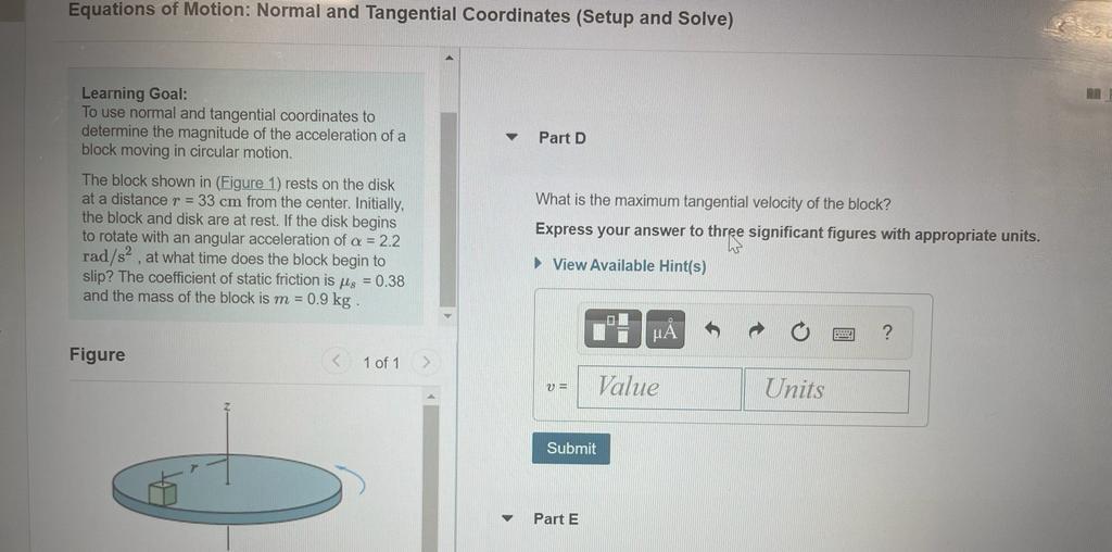 Solved Equations of Motion: Normal and Tangential | Chegg.com