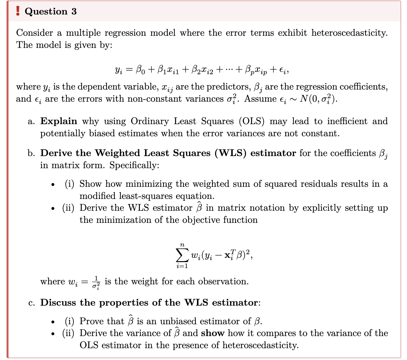 Question 3Consider a multiple regression model where | Chegg.com