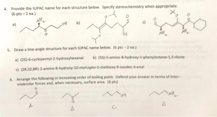 Solved 4. Provide the IUPAC name for each structure below. | Chegg.com