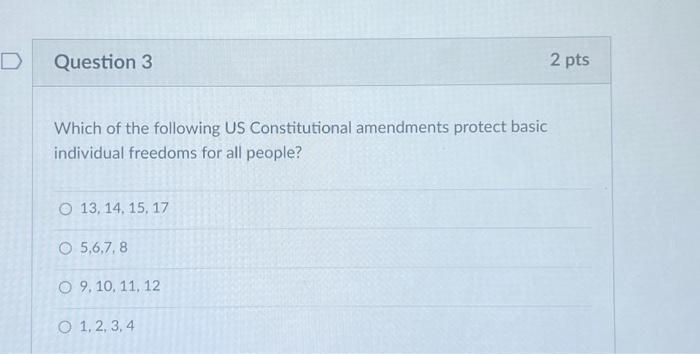 Which of the following US Constitutional amendments | Chegg.com