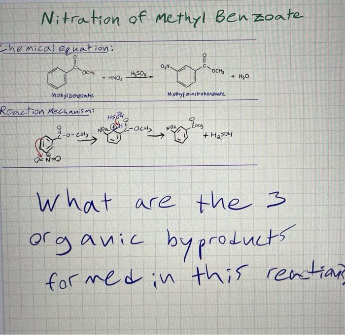 Solved Nitration of methyl Benzoate Chemical equation: ON | Chegg.com