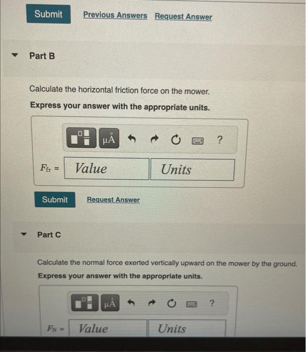Solved A person pushes a 14.0 kg lawn mower at constant | Chegg.com