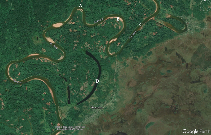 Solved This satellite image shows Honduras's meandering | Chegg.com