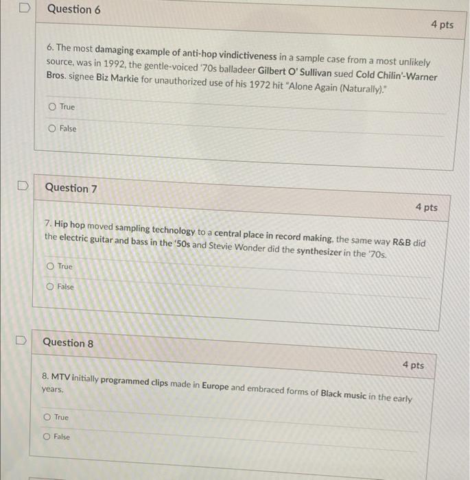 D > Question 6 4 pts 6. The most damaging example of | Chegg.com D > Question 6 4 pts 6. The most damaging example of | Chegg.com