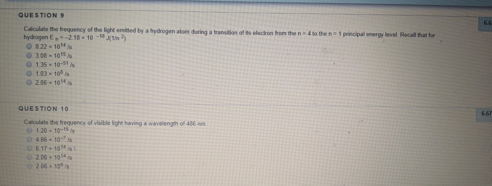 Solved QUESTION 10 Calculate the frequency of visible light | Chegg.com
