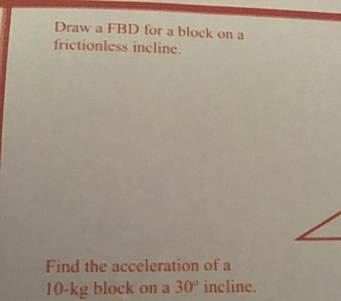 Solved Draw a FBD for a block on a frictionless incline. | Chegg.com