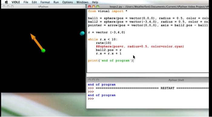 Solved I have a question about a vPython physics loops and | Chegg.com
