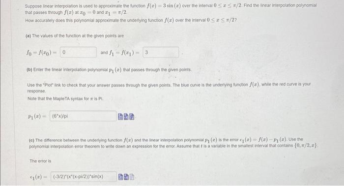 Solved Suppose linear interpolation is used to approximate | Chegg.com