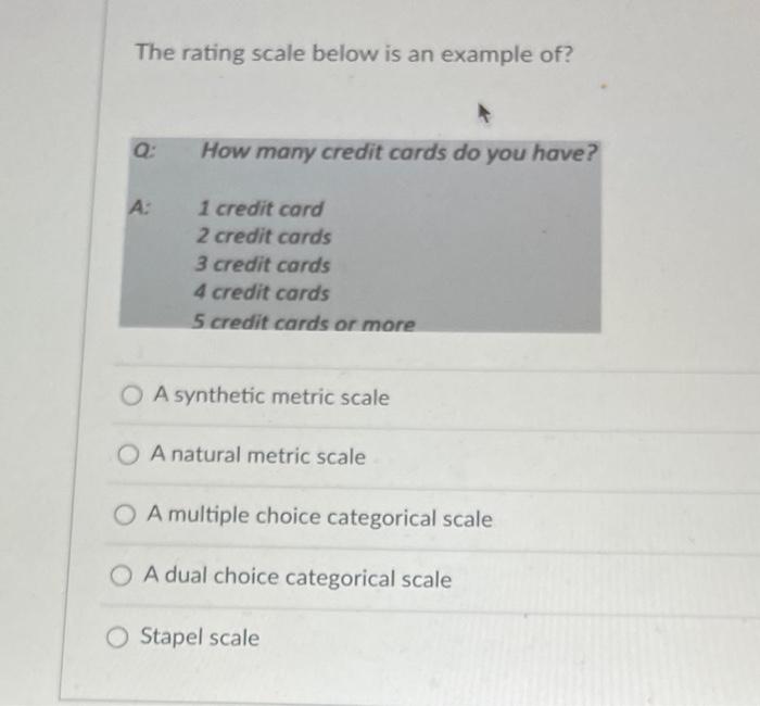 Solved The rating scale below is an example of? A synthetic | Chegg.com